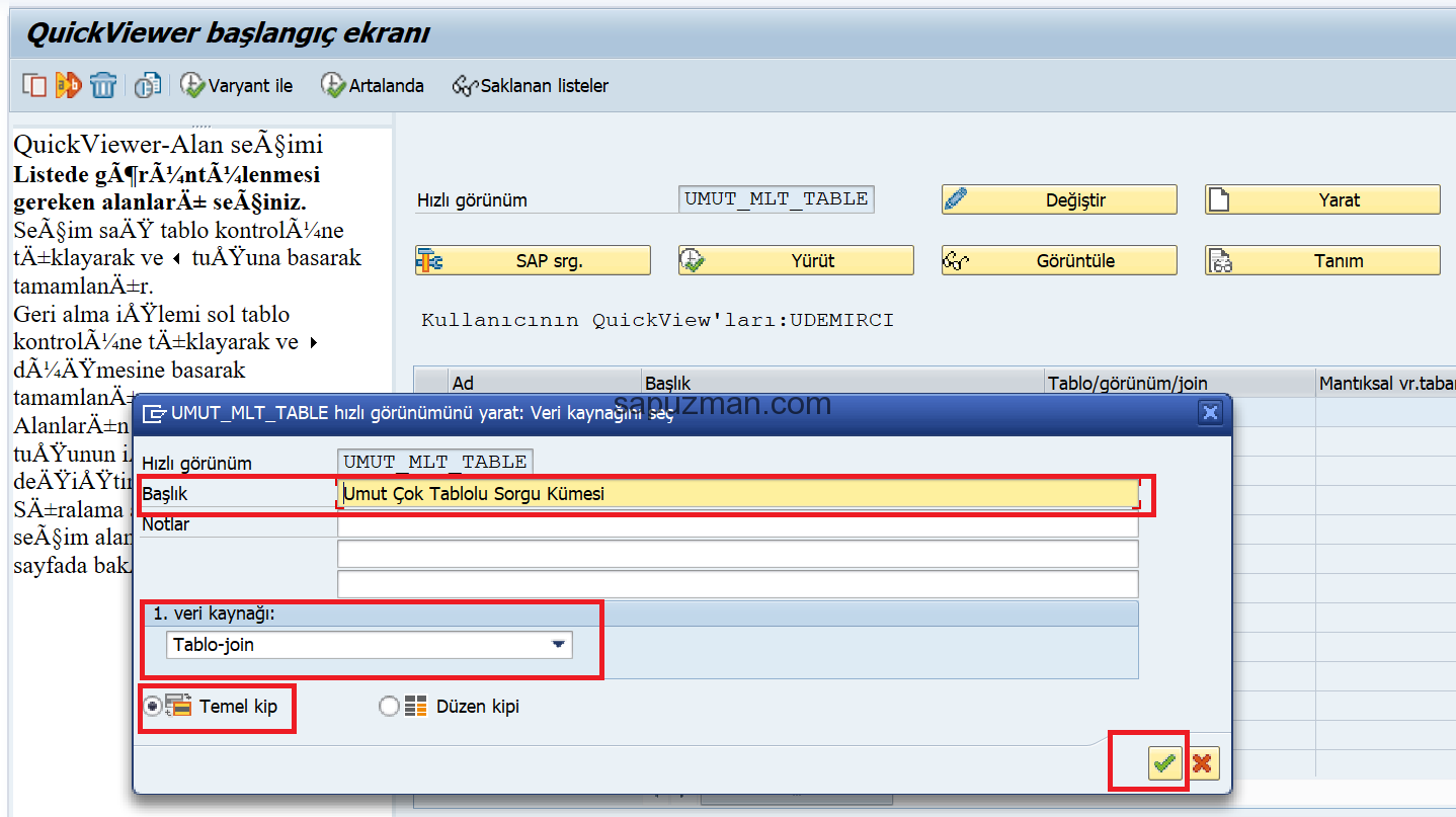 SAP SQVI Quickviewer Report