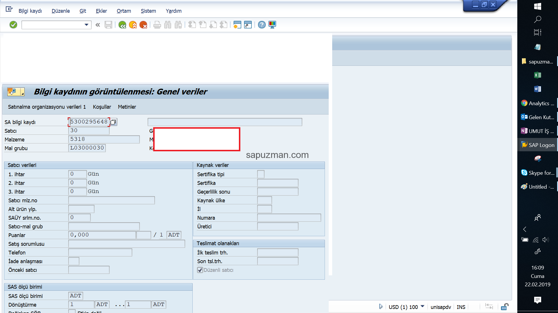 sap me11 bilgi kaydı oluşturma 2 | SAP UZMAN - SAP FI, SAP CO, SAP SD ...