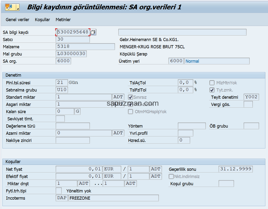 sap me11 bilgi kaydı oluşturma 2 | SAP UZMAN - SAP FI, SAP CO, SAP SD ...